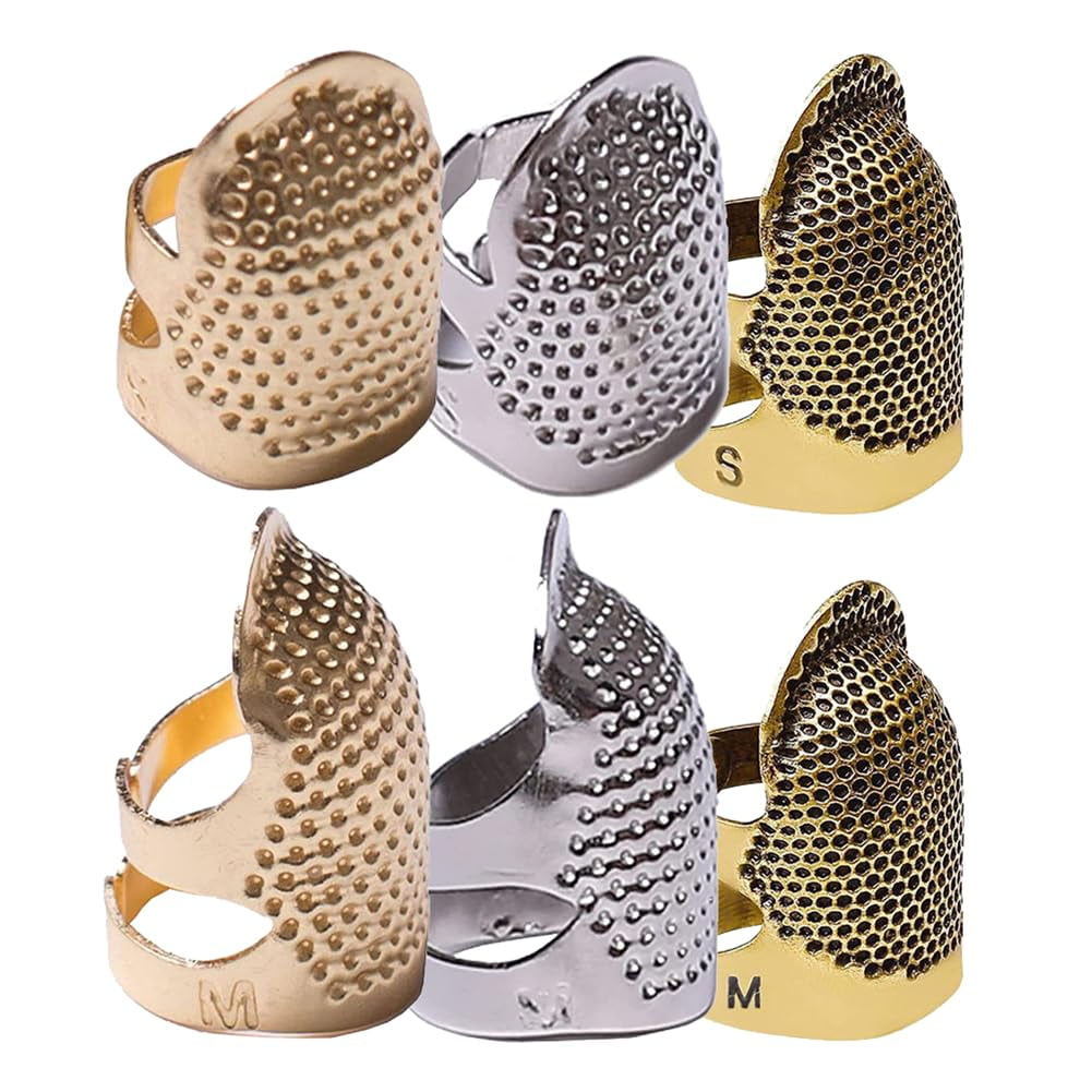 6 Pack Sewing Thimble Finger Protector, Adjustable Finger Metal Shield ...