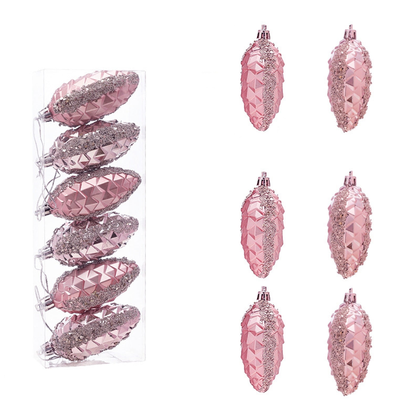 6-Pack Shatterproof Christmas Ornaments with Glitter Finish, Durable ...