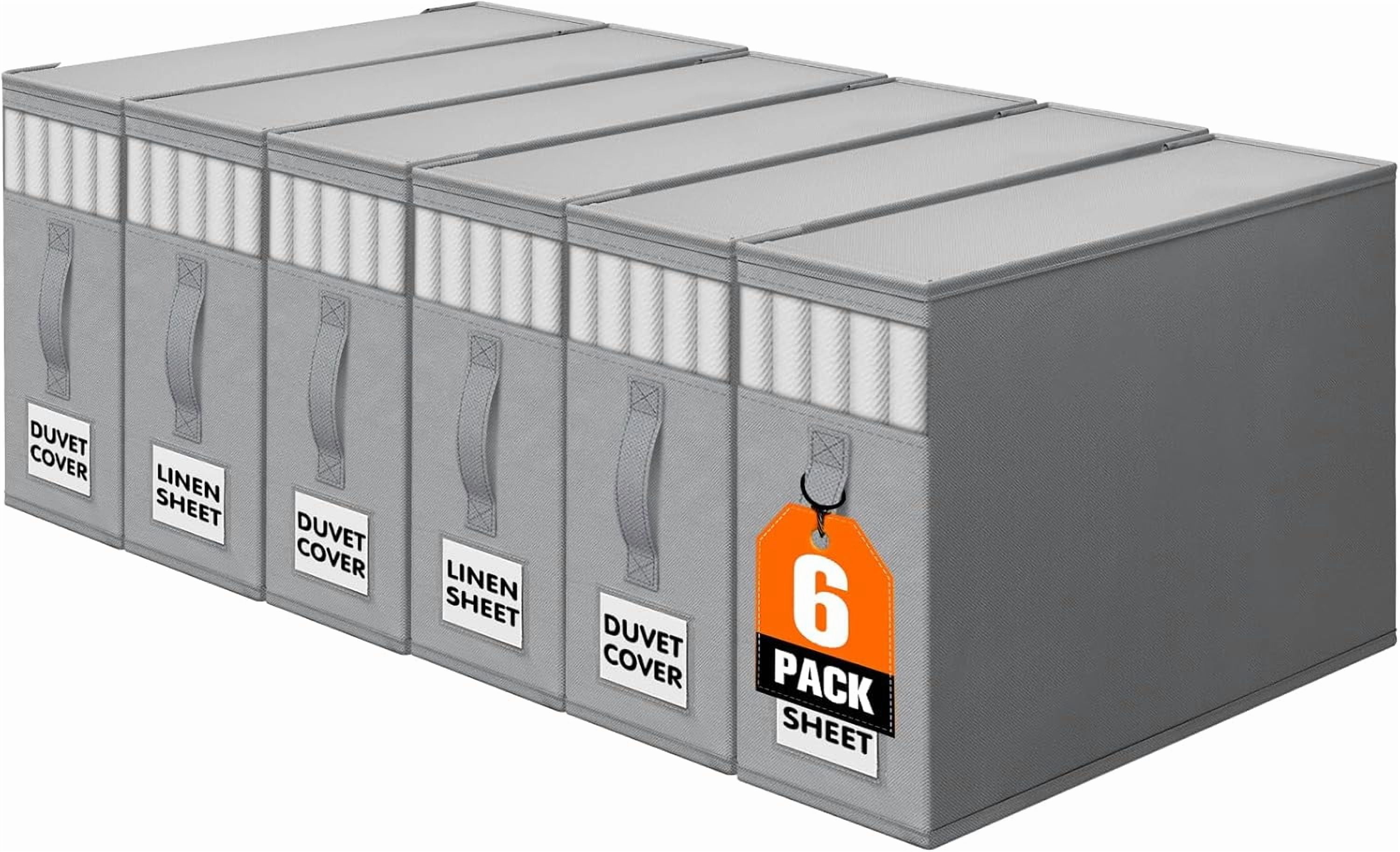 6-Pack Sheet Organizers and Storage, Gray Closet Bed Sheet Organizer ...