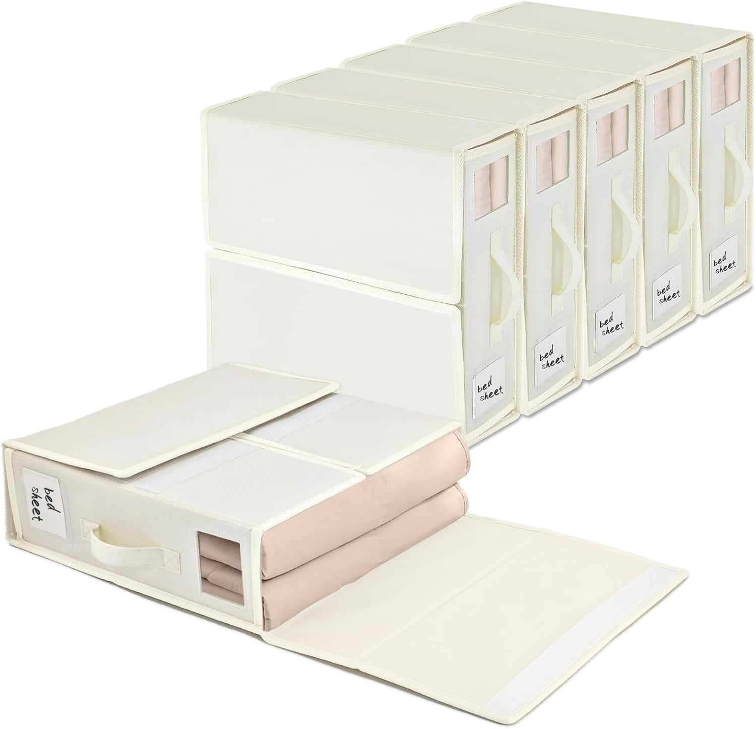 6 Pack Sheet Organizers and Storage, Oxford Fabric Bed Sheet Organizer ...