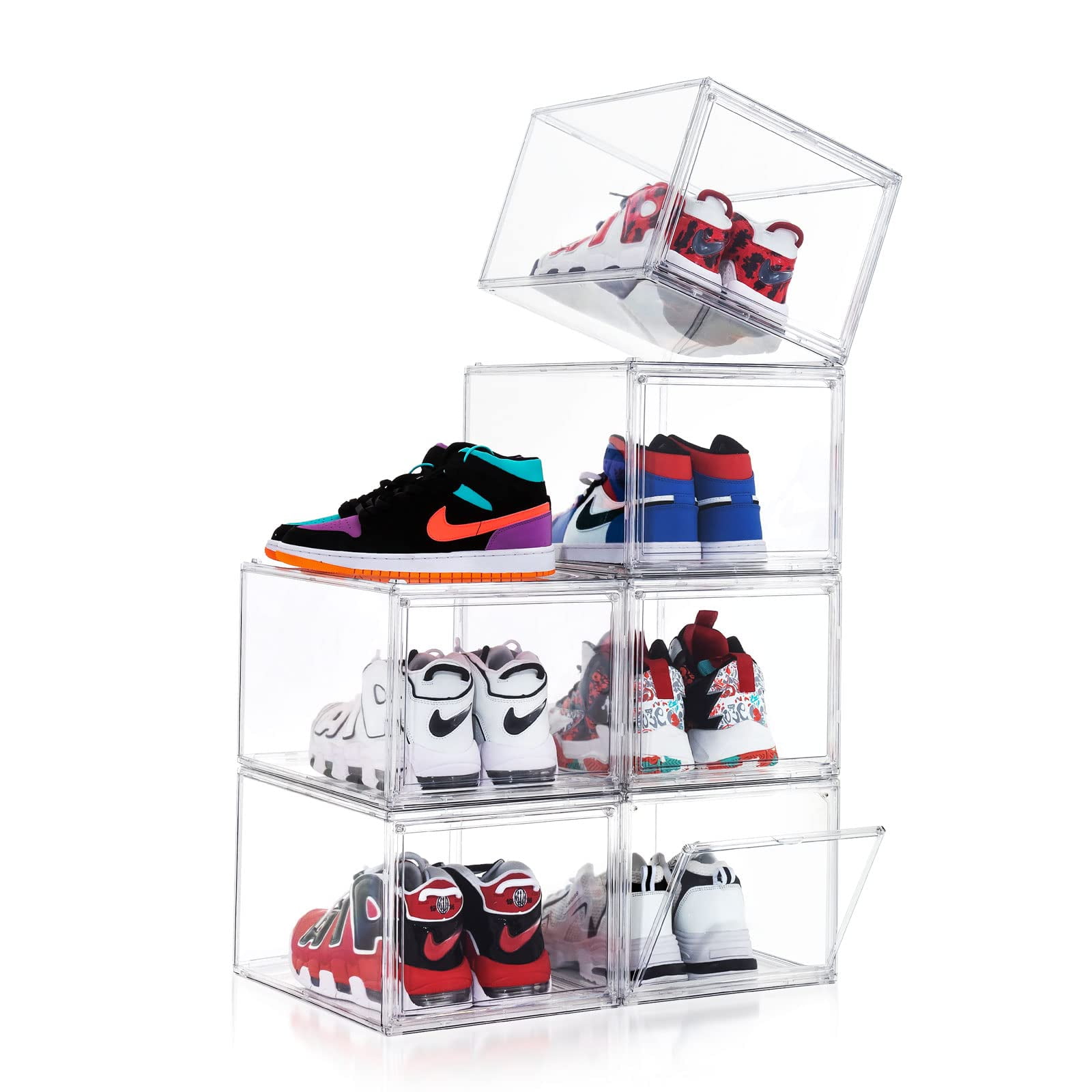 6 Pack Shoe Boxes, Acrylic Clear Shoe Boxes,360°Clear Plastic Stackable ...