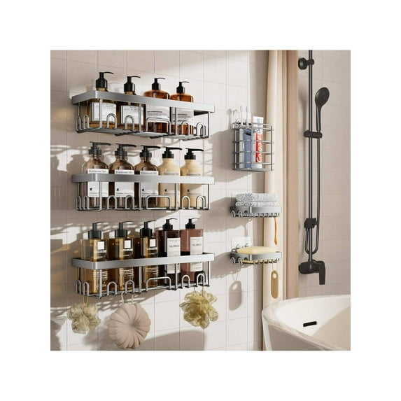 6 Pack Shower Caddy - Adhesive Organizer For Bathroom Storage ...