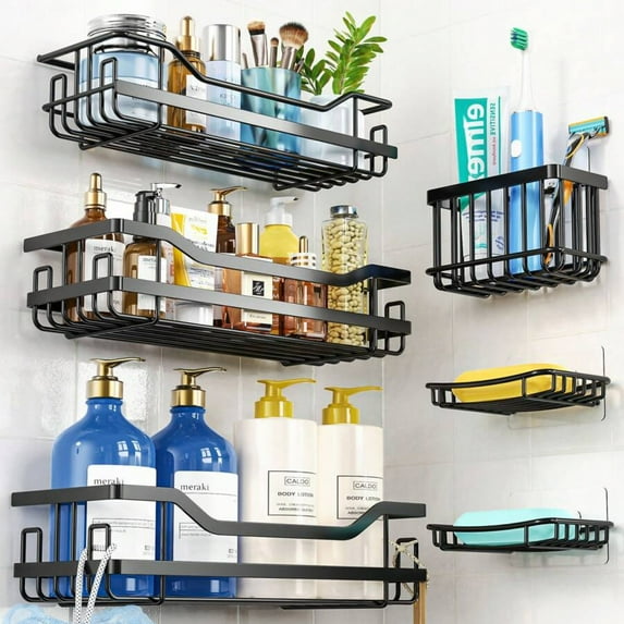 6-Pack Shower Caddy Organizer Shelves Rack, Stainless Steel Adhesive ...