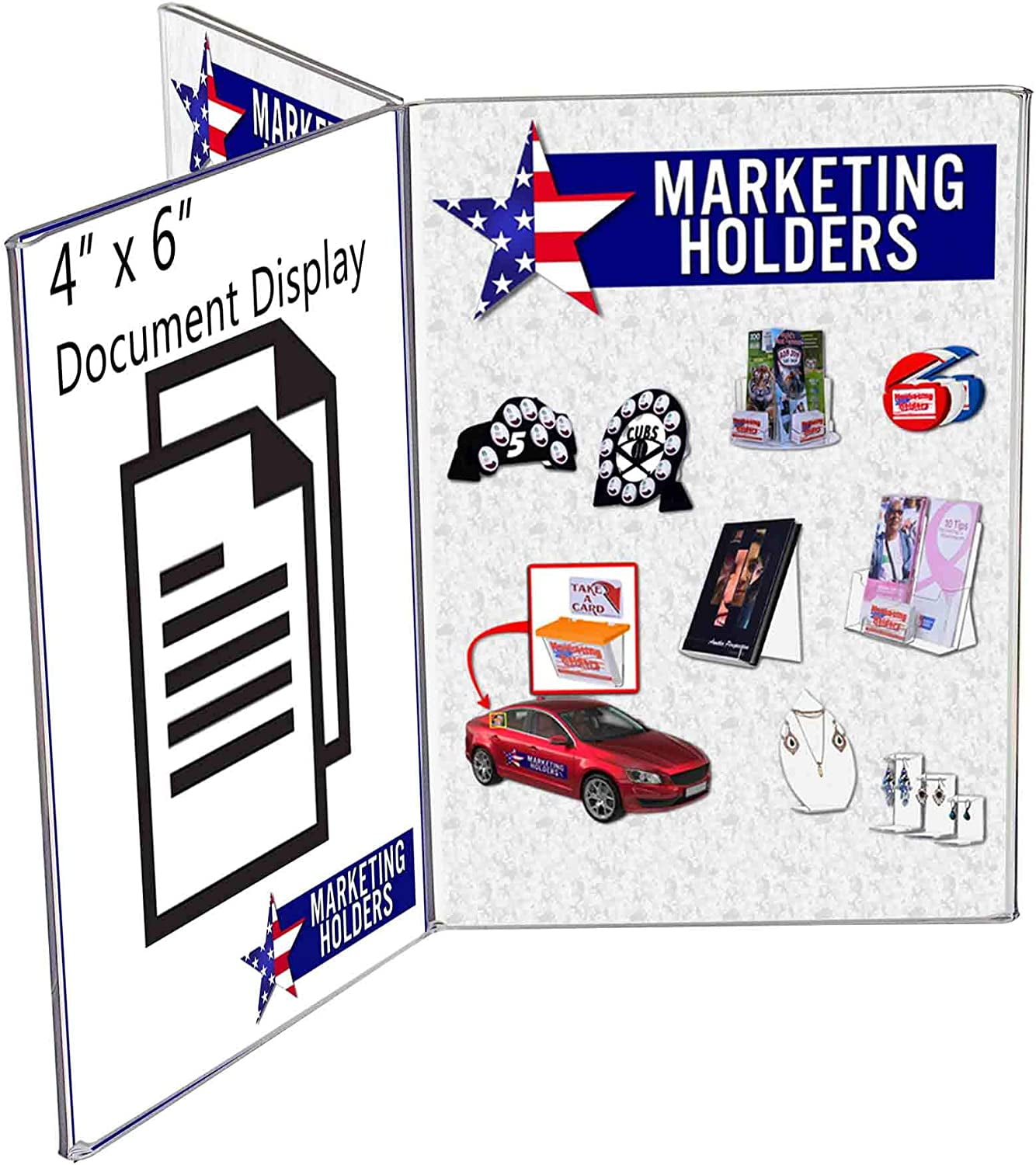 6 Pack Sign Holder Tabletop Holds Six 4 x 6 Inch Graphic Menu ...