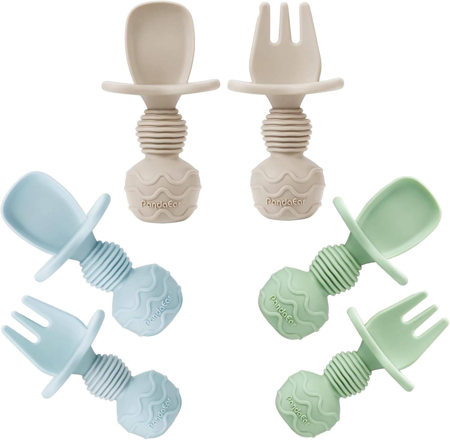 6 Pack Silicone Baby Spoons and Fork Feeding Set- Anti-Choke First Self ...
