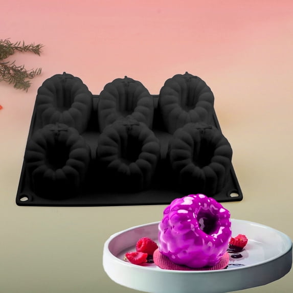 6 Pack Silicone Cake Mold Baking Pan - Raspberry Strawberry Fruit Cake ...