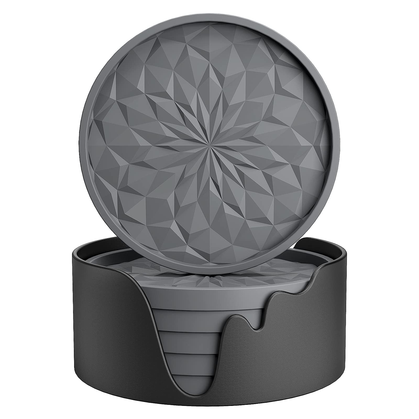 6 Pack Silicone Coasters with Holder - Drinking Coasters - Cup Mat for ...