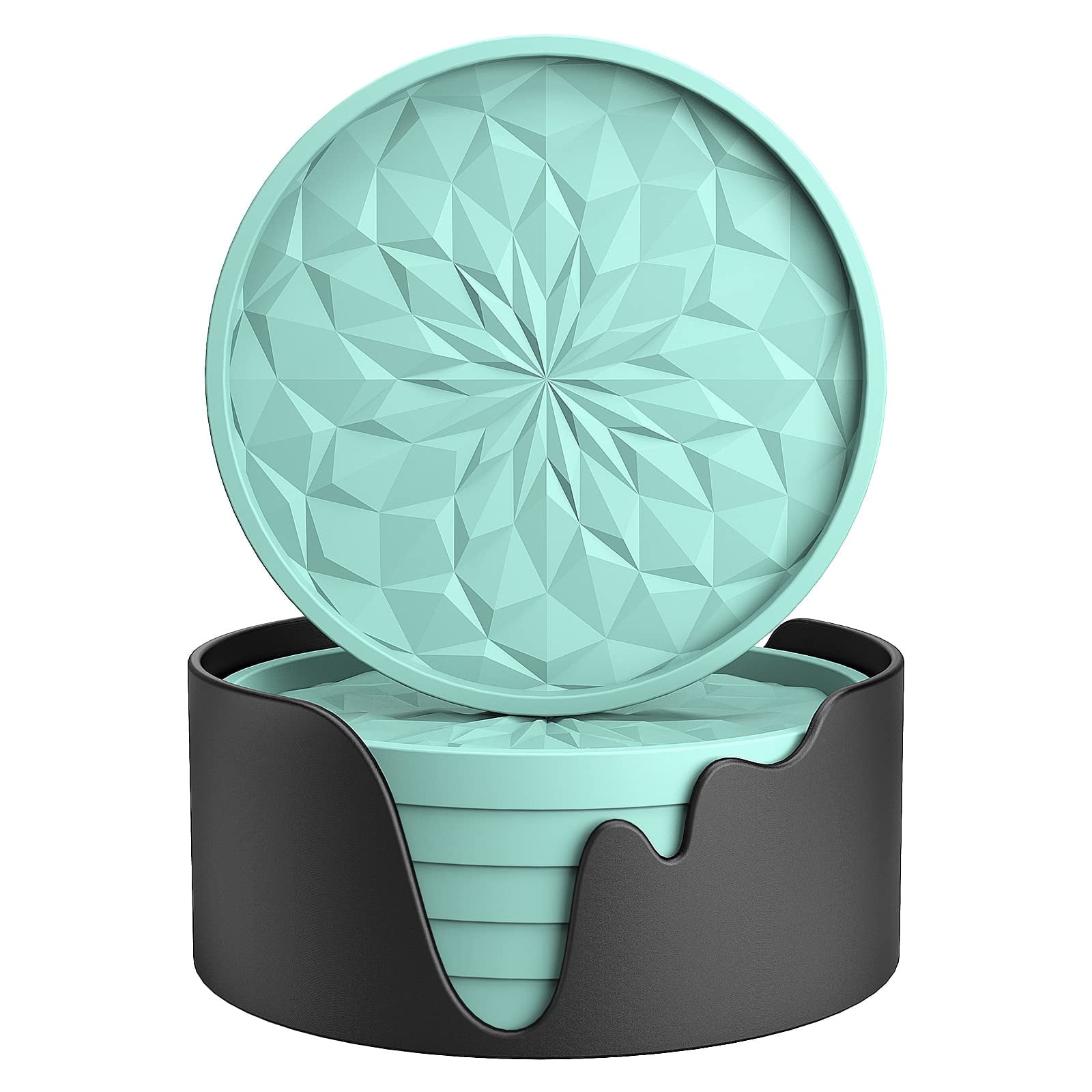LAI FION Silicone Coasters with Holder, 6 Pack, Deep Tray 3.9 ...