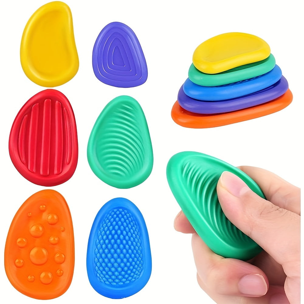 6-Pack Silicone Hand Therapy Stones – Color-Coded Resistance Training ...