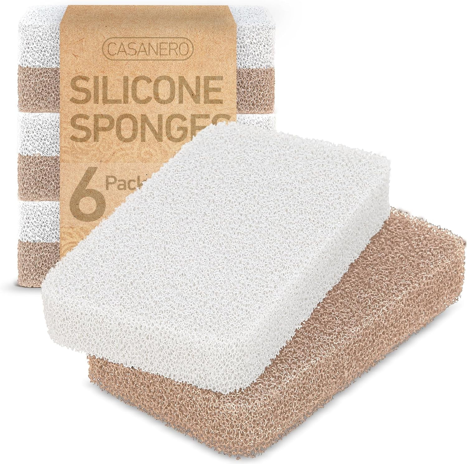 6-Pack Silicone Scrubbing Sponges, Heavy-Duty, Non-Scratch | Reusable ...