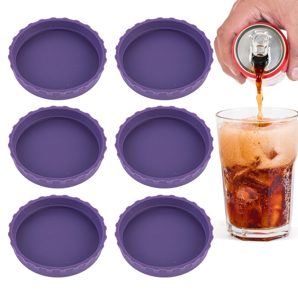 6 Pack Silicone Soda Can Cover Lids, Reusable Soda Can Lids Beer Can ...