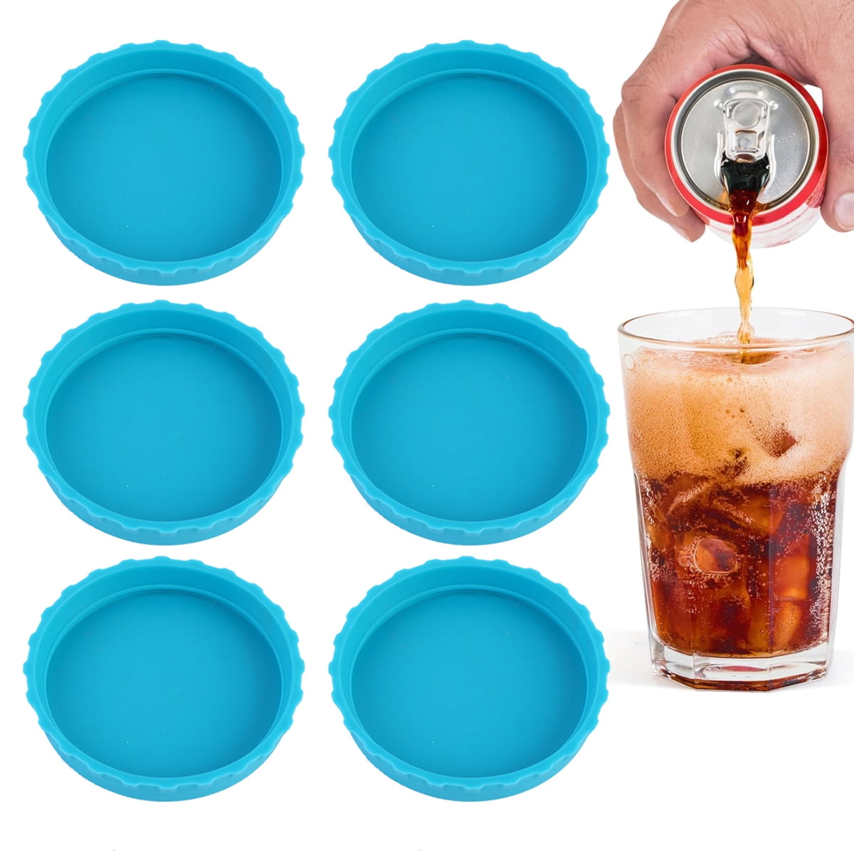 6 Pack Silicone Soda Can Cover Lids, Reusable Soda Can Lids Beer Can ...