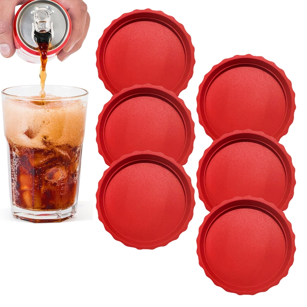 6 Pack Silicone Soda Can Cover Lids, Reusable Soda Can Lids Beer Can ...