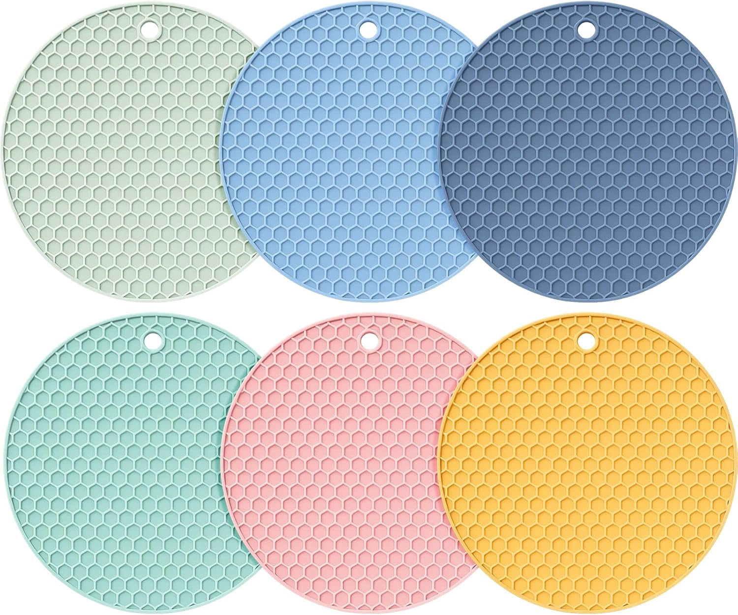 6 Pack Silicone Trivets Mat, Hot Pad Mat, Pot Holder, Silicone Hot Pad ...