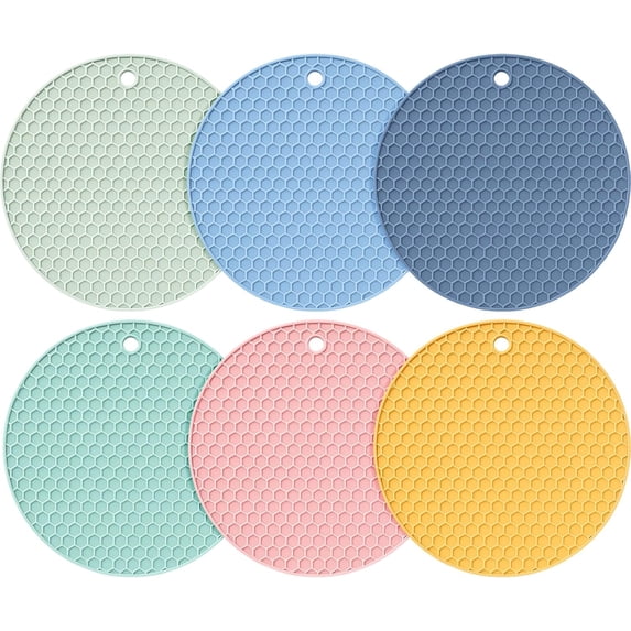 6 Pack Silicone Trivets Mat, Hot Pad Mat, Pot Holder, Silicone Hot Pad ...
