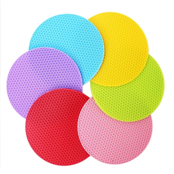 6 Pack Silicone Trivets Pot Mat Round,Pan Pot Holders Set Heat ...