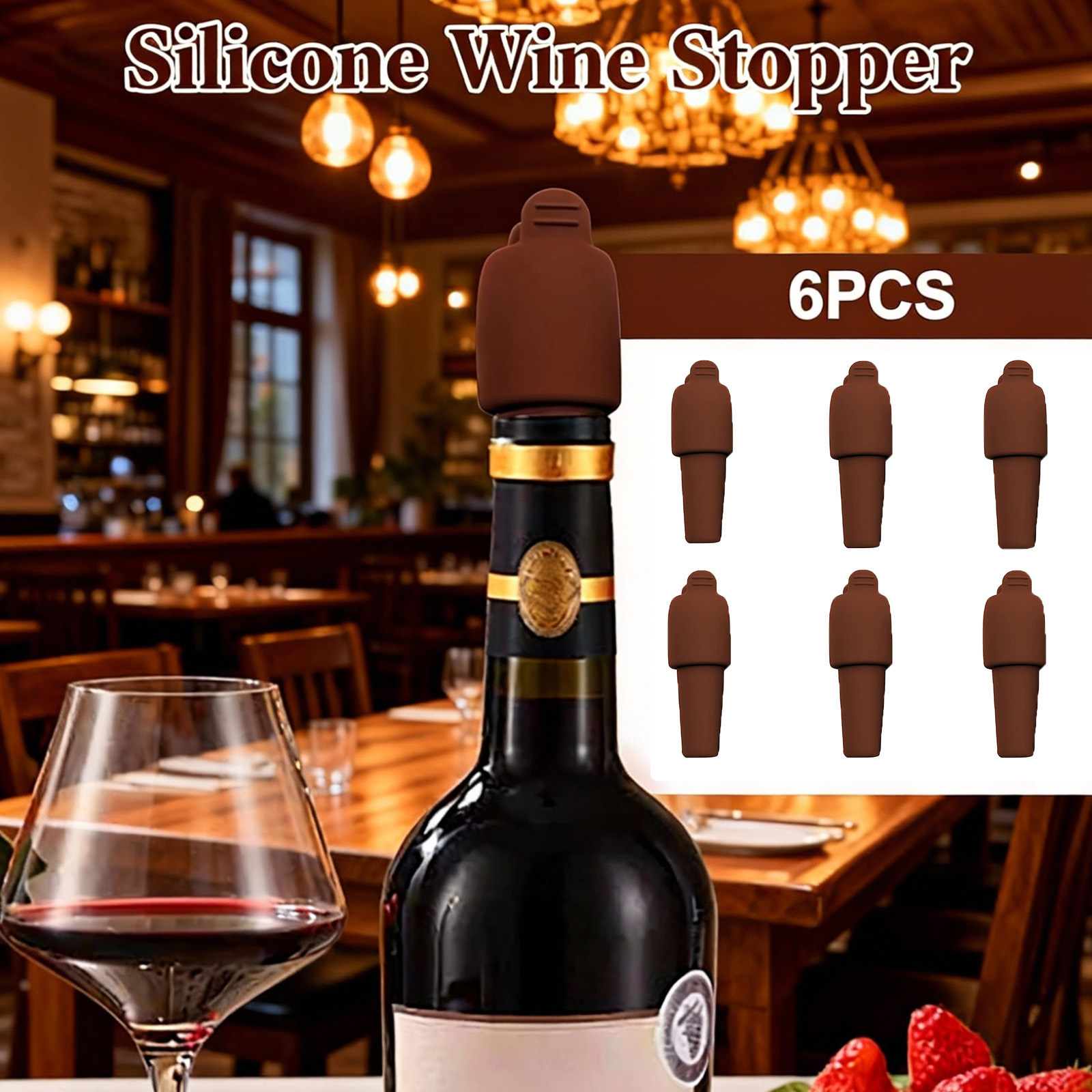 6 Pack Silicone Wine Stopper,Wine Stoppers for Wine Bottles,Wine Seal ...