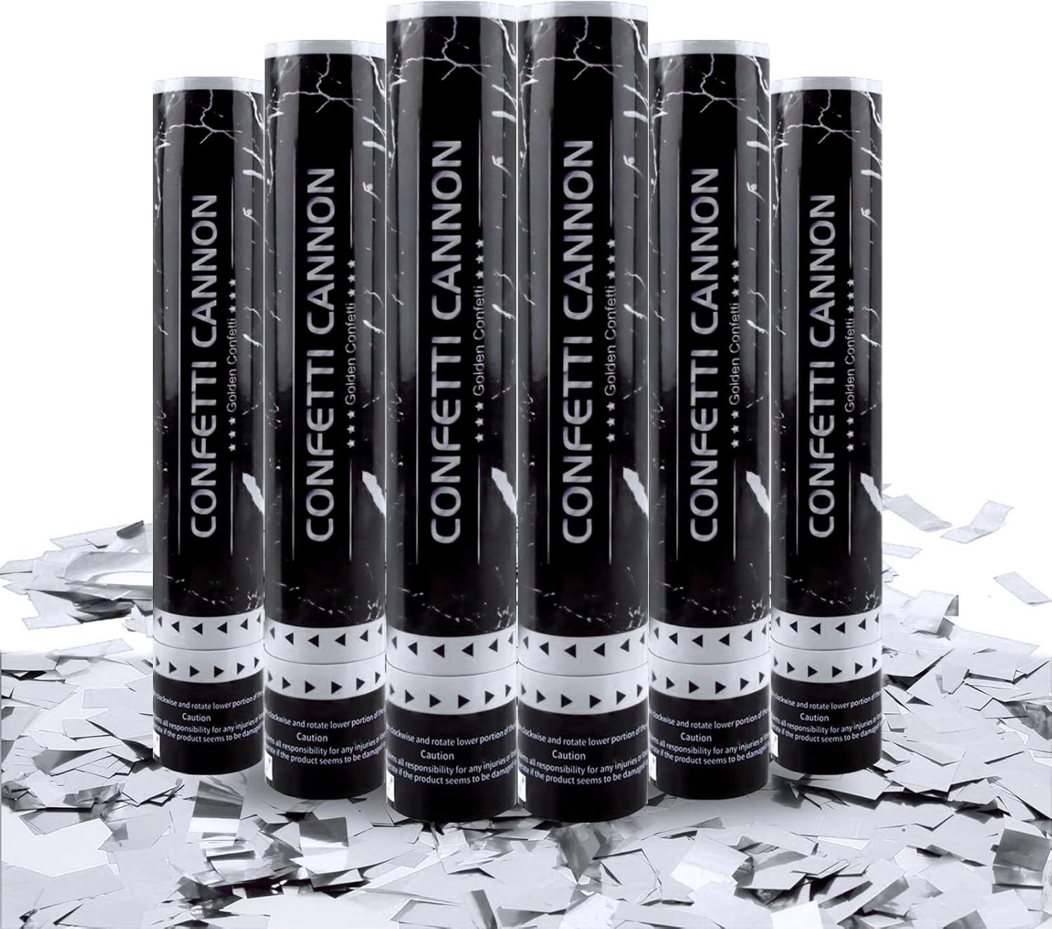 6 Pack Silver Confetti Poppers | Silver Confetti Cannon | Silver Party ...