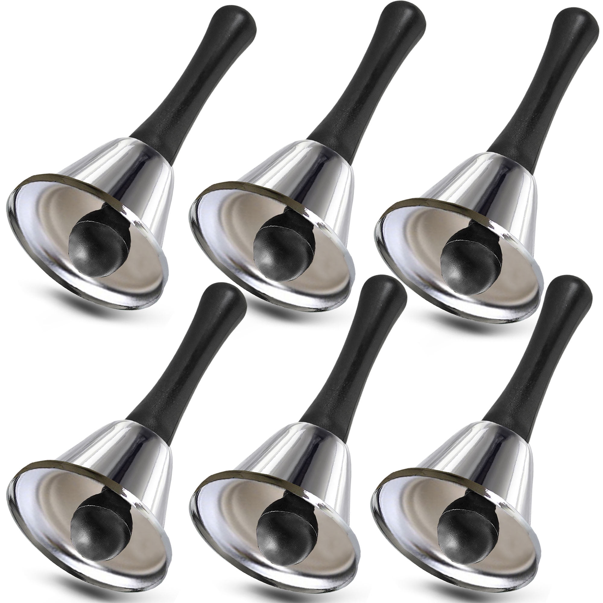 [6 Pack] Silver Steel Call Bells with Handle - Hand Bell Ring, Bed ...