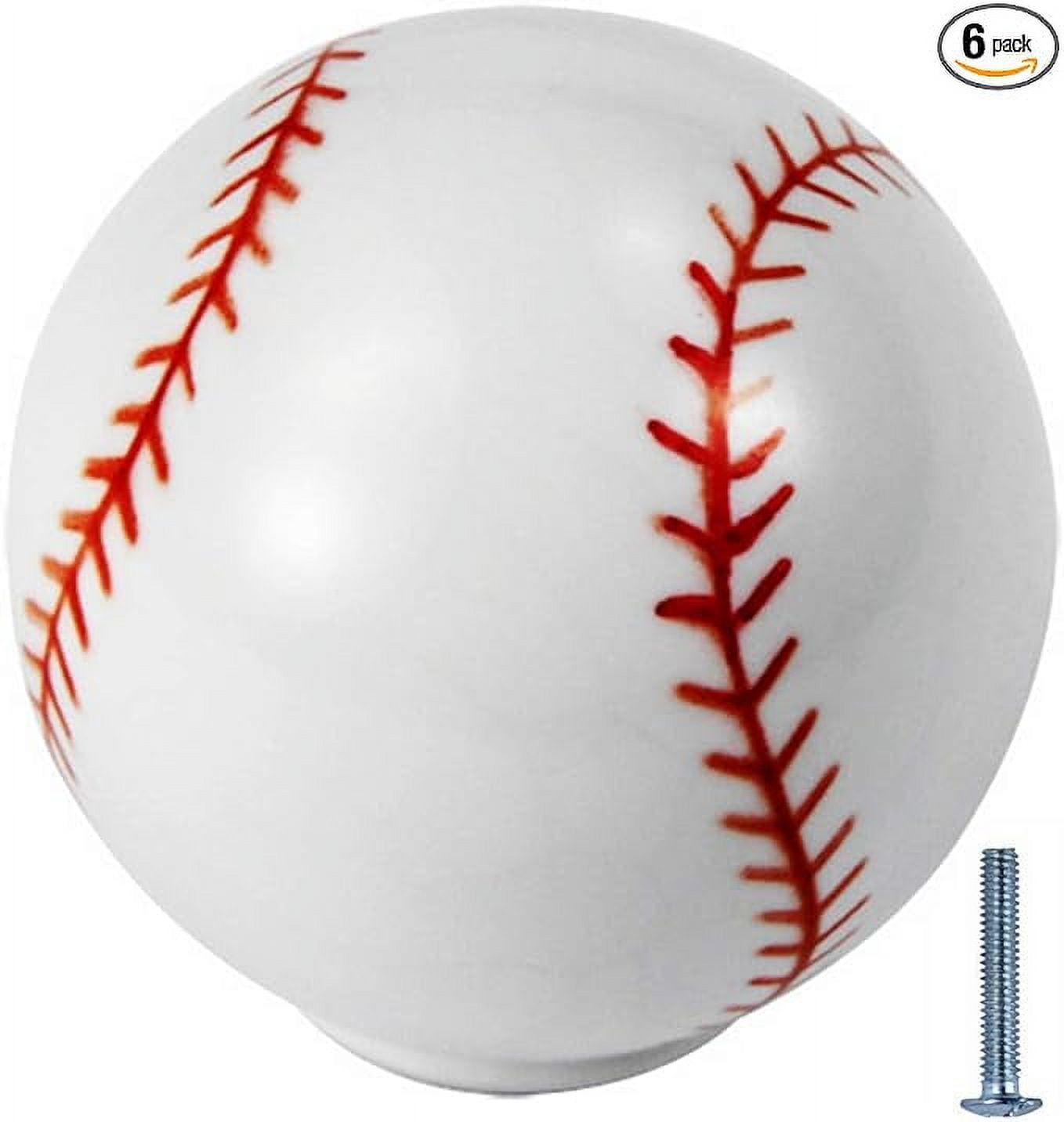 6 Pack Silverline Baseball Sport Cabinet Kitchen Home 1-1/4" Knobs ...