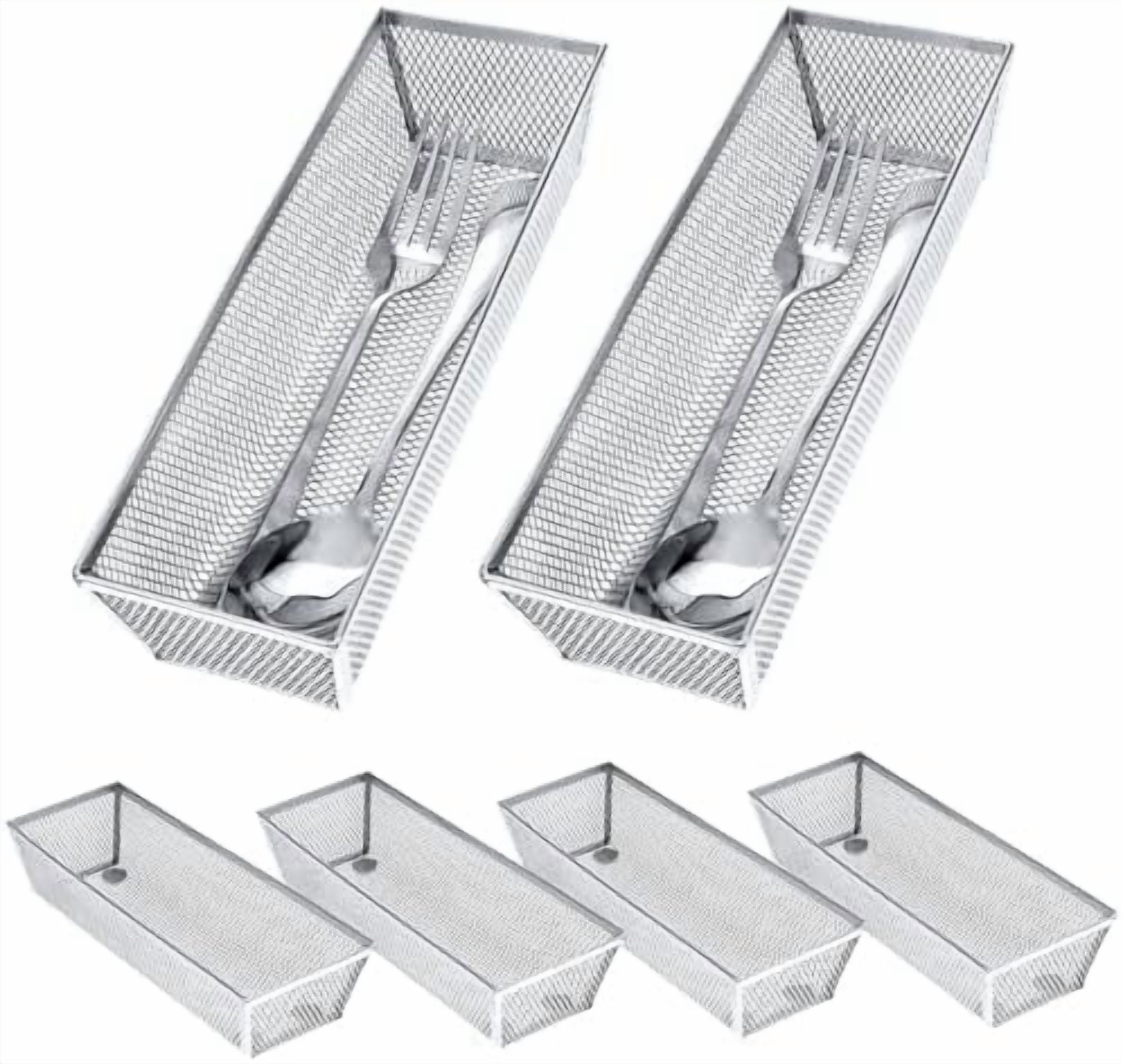 6 Pack Silverware Organizer, Mesh Small Utensil Drawer Organizer ...
