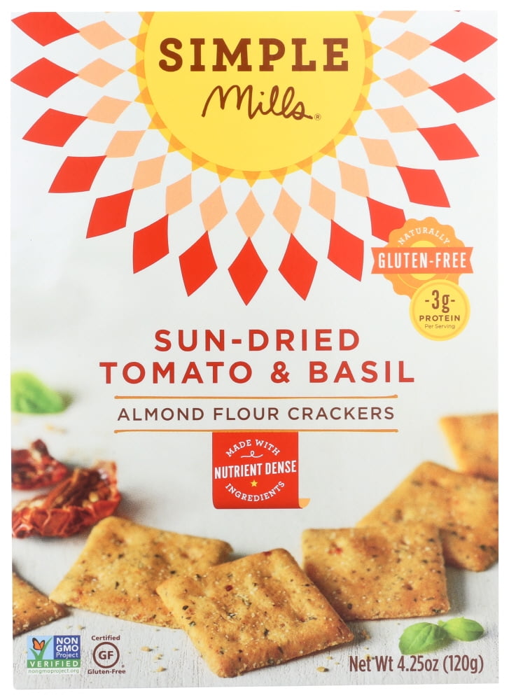 (6 Pack) Simple Mills Crackers, Sun-Dried Tomato & Basil, Almond Flour ...