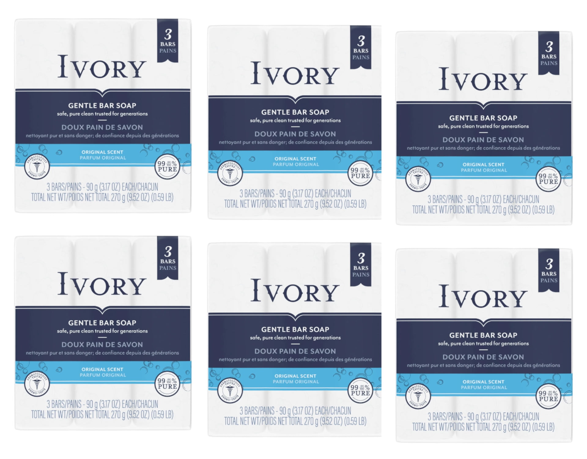 6 Pack - Simply Ivory Bath Bar for Unisex By Ivory, 3 Each - Walmart.com