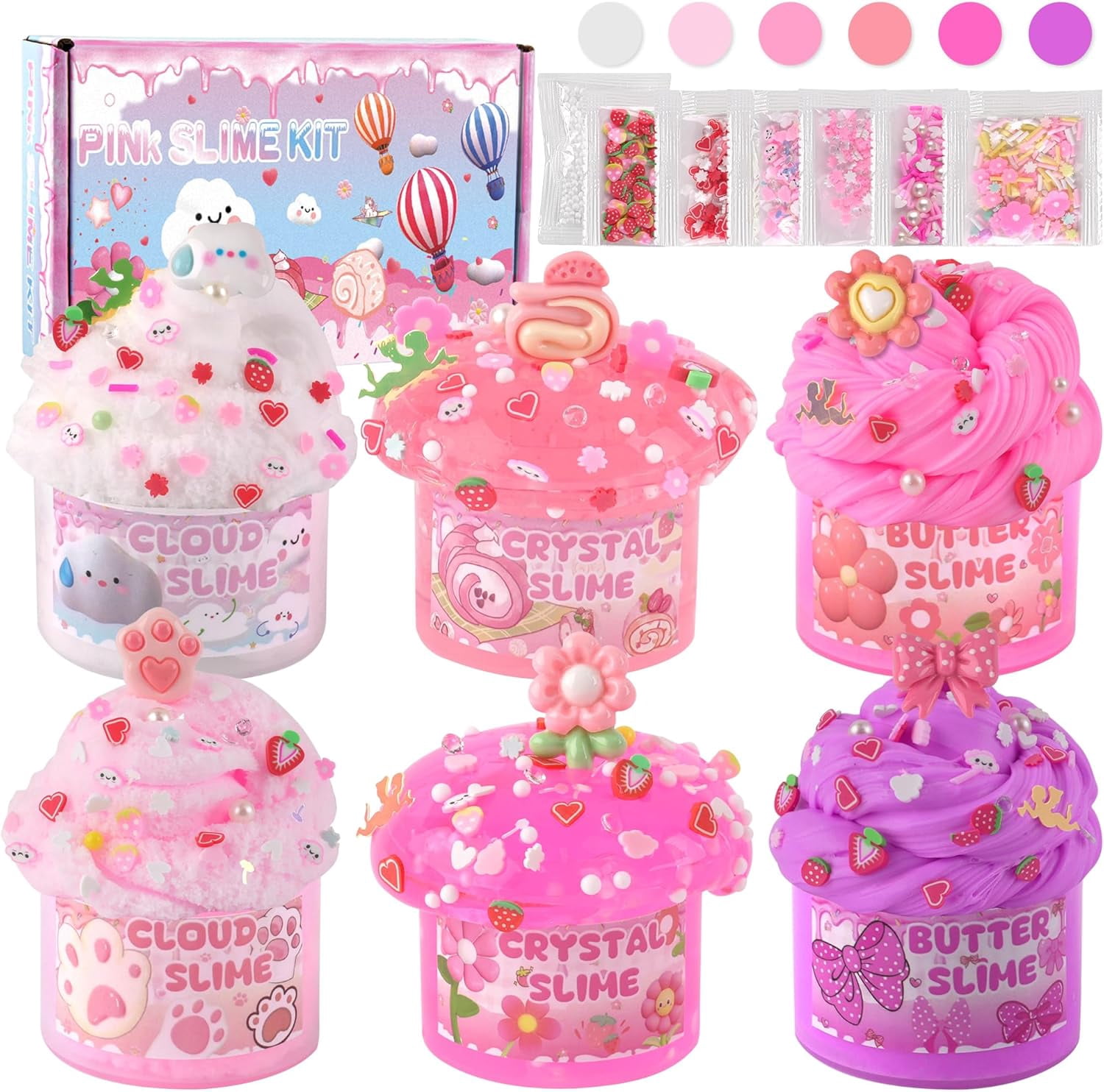 6 Pack Slimes, Pink Slime Kids, Cloud Slime kit for Girls Ages 8-12 ...