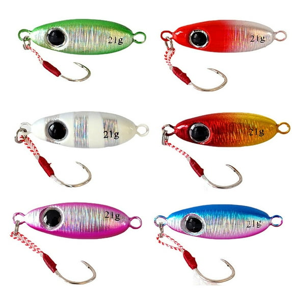6 Pack Slow Drop Micro Cast Metal Jig Shore Casting Jigging Spoon Saltwater - Walmart.com