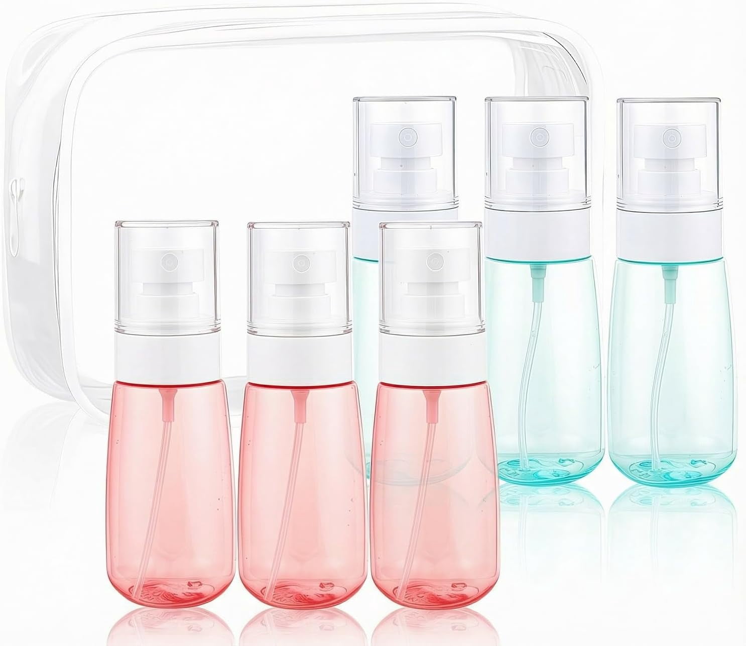 6 Pack Small Bottle Travel Size 2oz/60ml with PVC Zip bag, Leak Proof ...