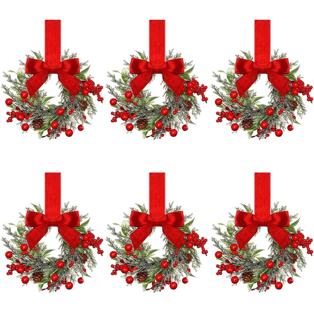 6 Pack Small Christmas Wreath, 2026 New 6" Mini Christmas Wreaths for ...