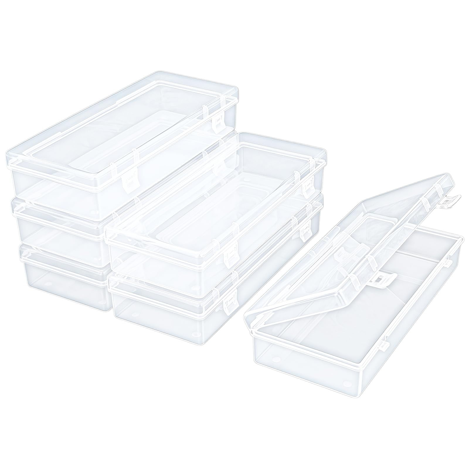 6 Pack Small Clear Plastic Boxes, Hinged Lid Organizer for USB Cables ...