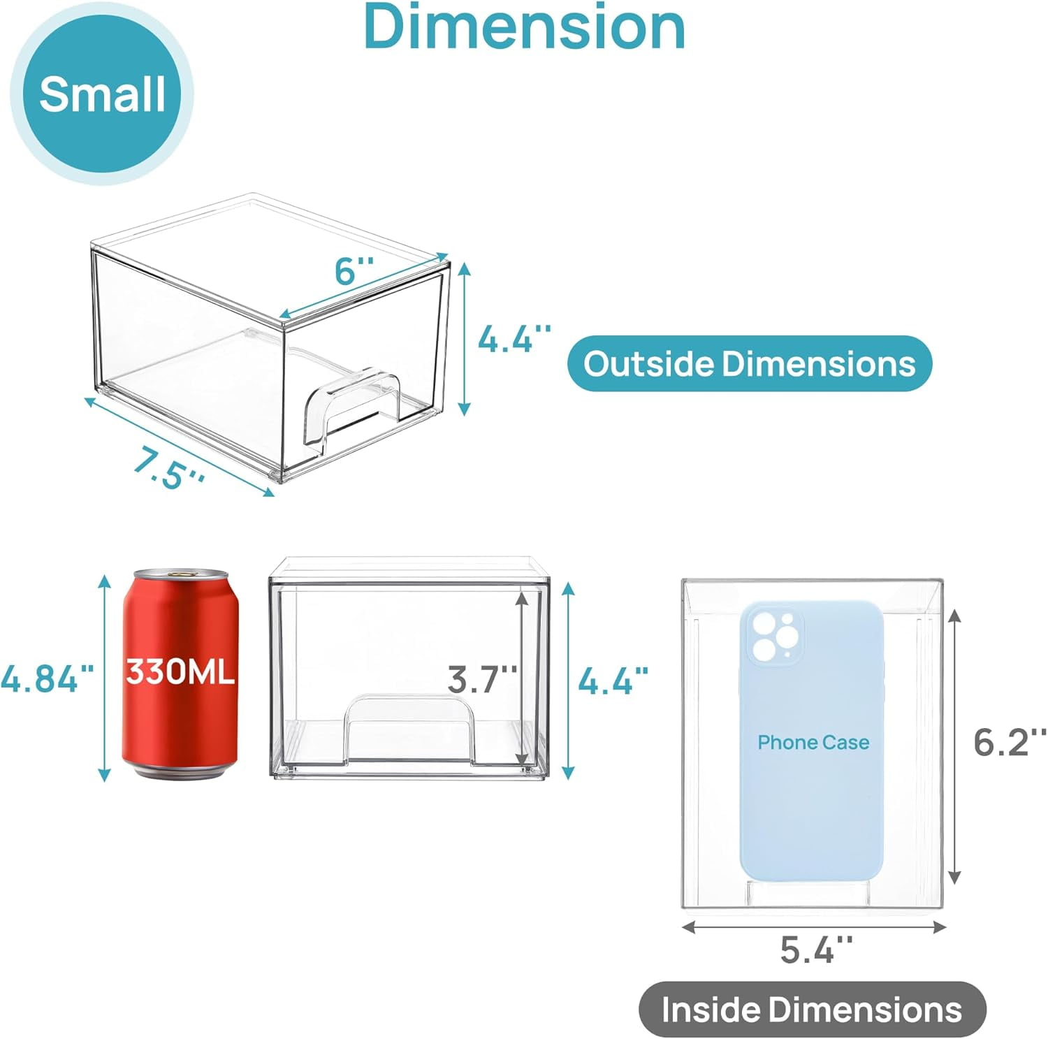 6 Pack Small Clear Stackable Storage Drawers, Acrylic Bathroom Makeup ...