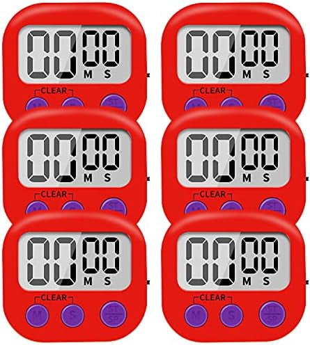 6 Pack Small Digital Kitchen Timer Magnetic Back and ON/Off Switch ...