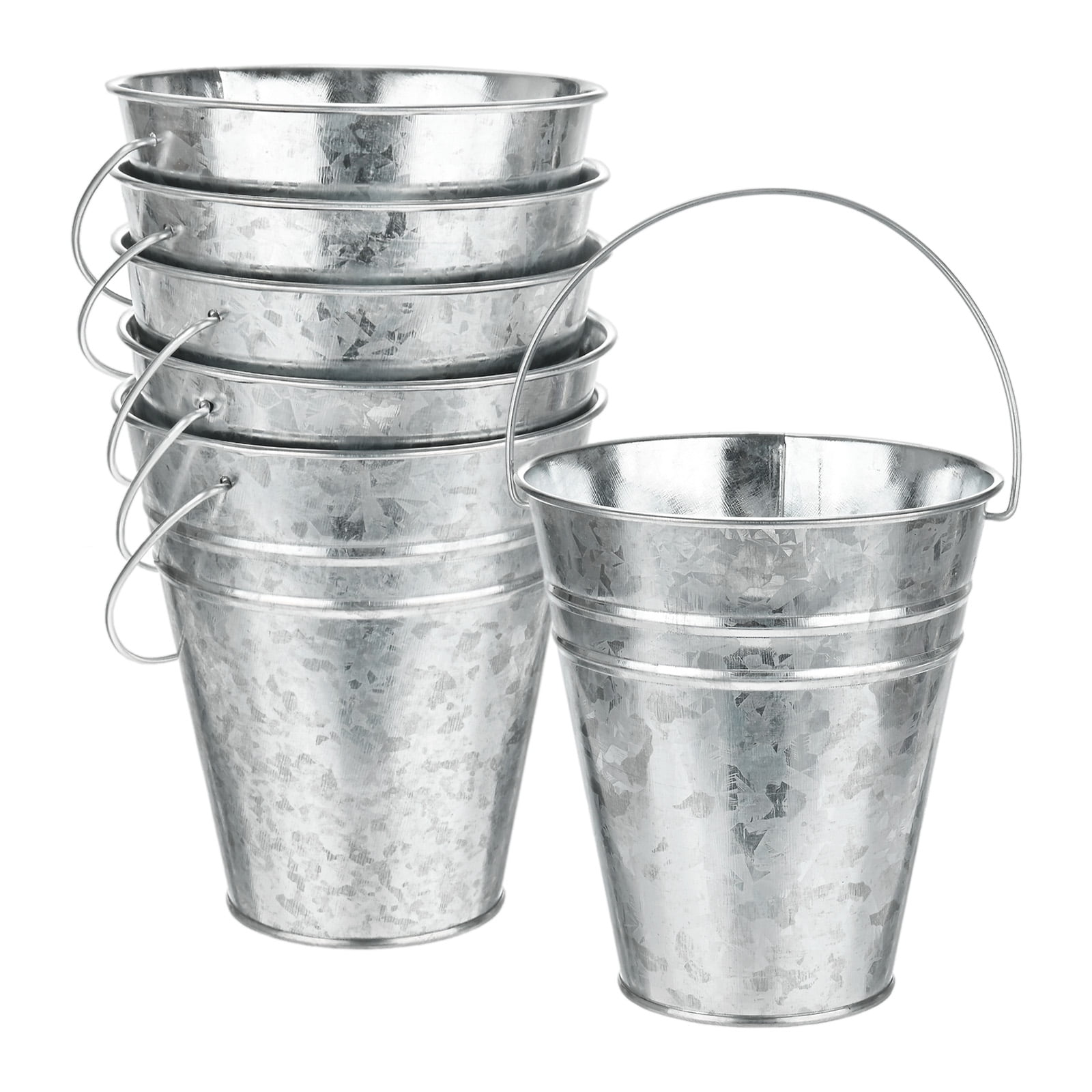 6-Pack Small Metal Bucket with Handle, 12x13cm Galvanized Buckets Small ...