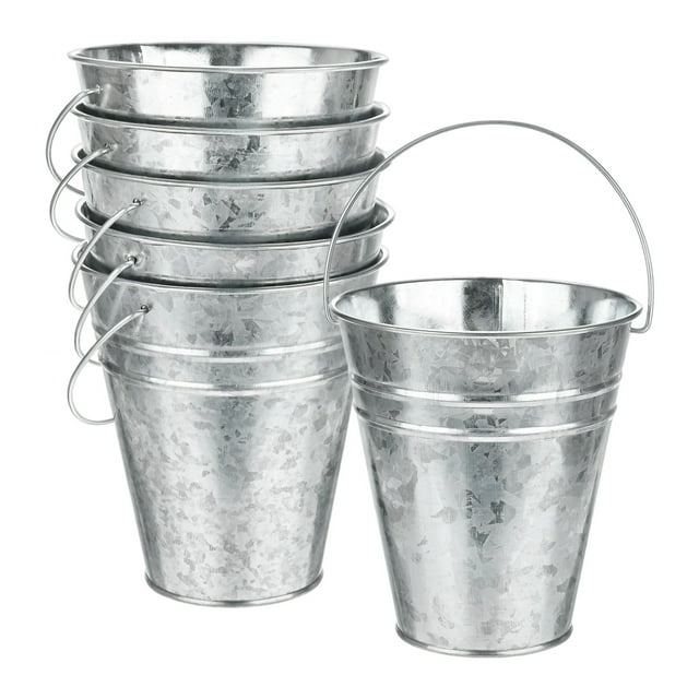 6-Pack Small Metal Bucket with Handle, 12x13cm Galvanized Buckets Small ...