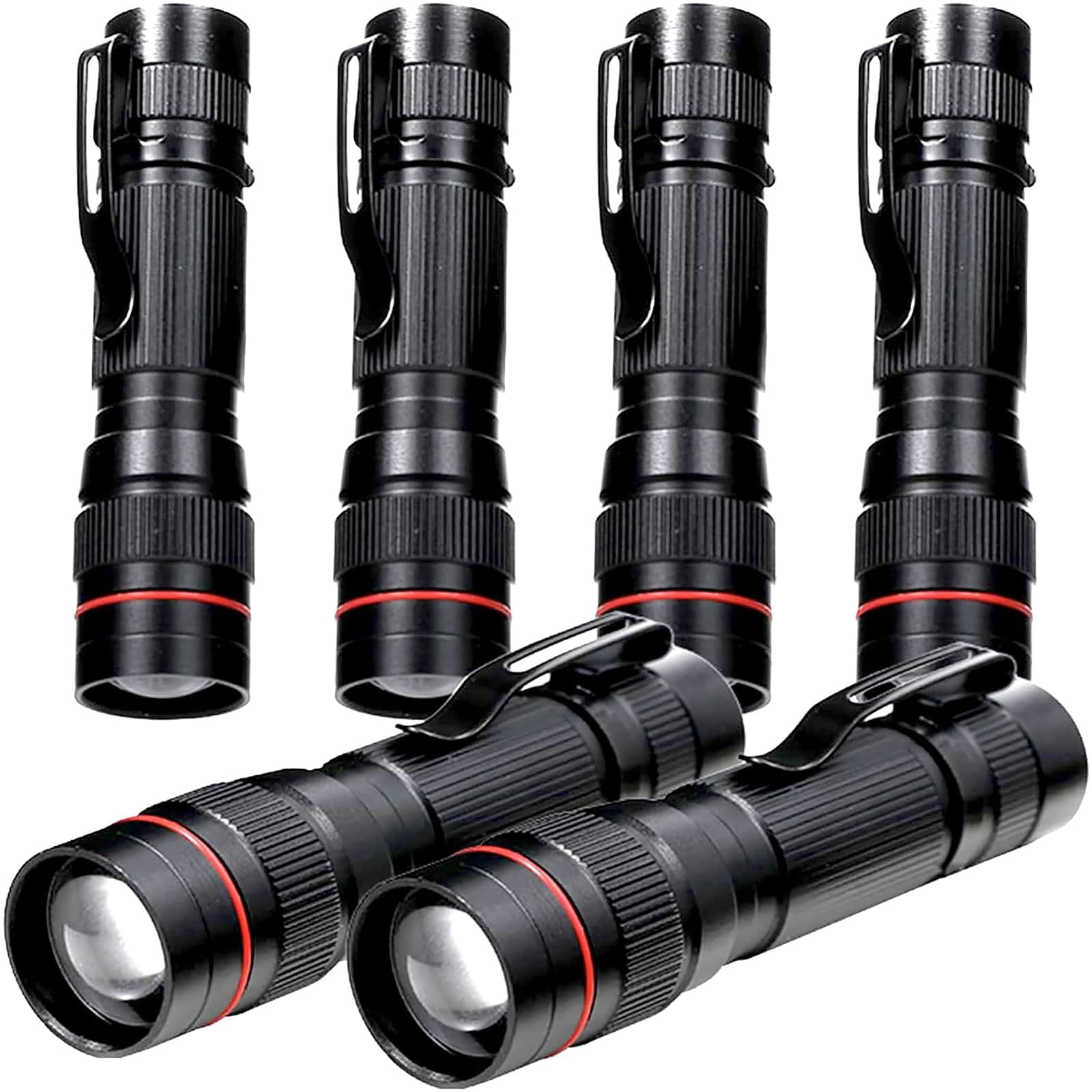 6 Pack Small Mini LED Flashlight, Single Mode Zoomable Flashlights AA ...