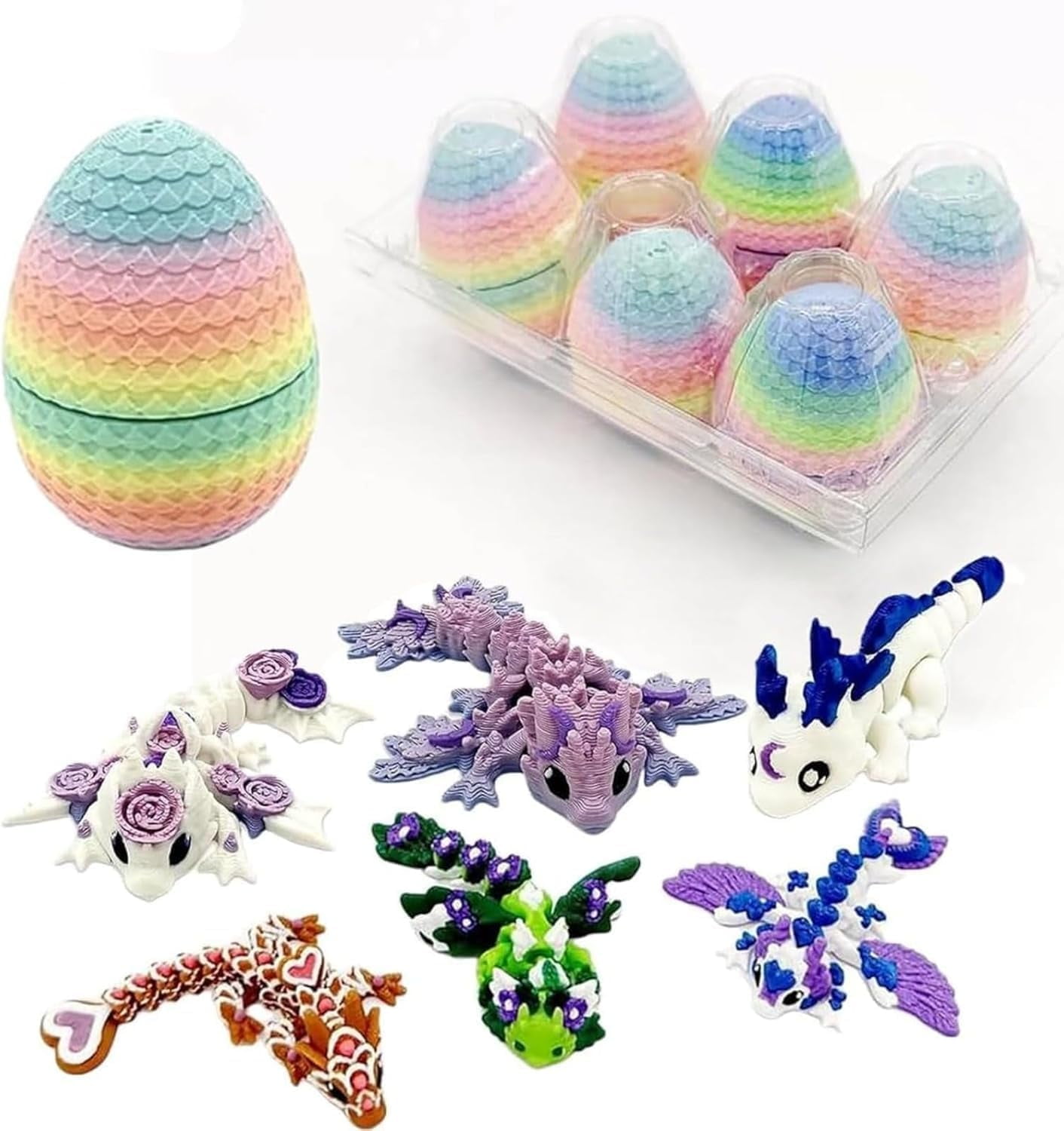 6 Pack Small Mystery Dragon Eggs, 2025 New Easter Small Dragon Egg, 3D ...