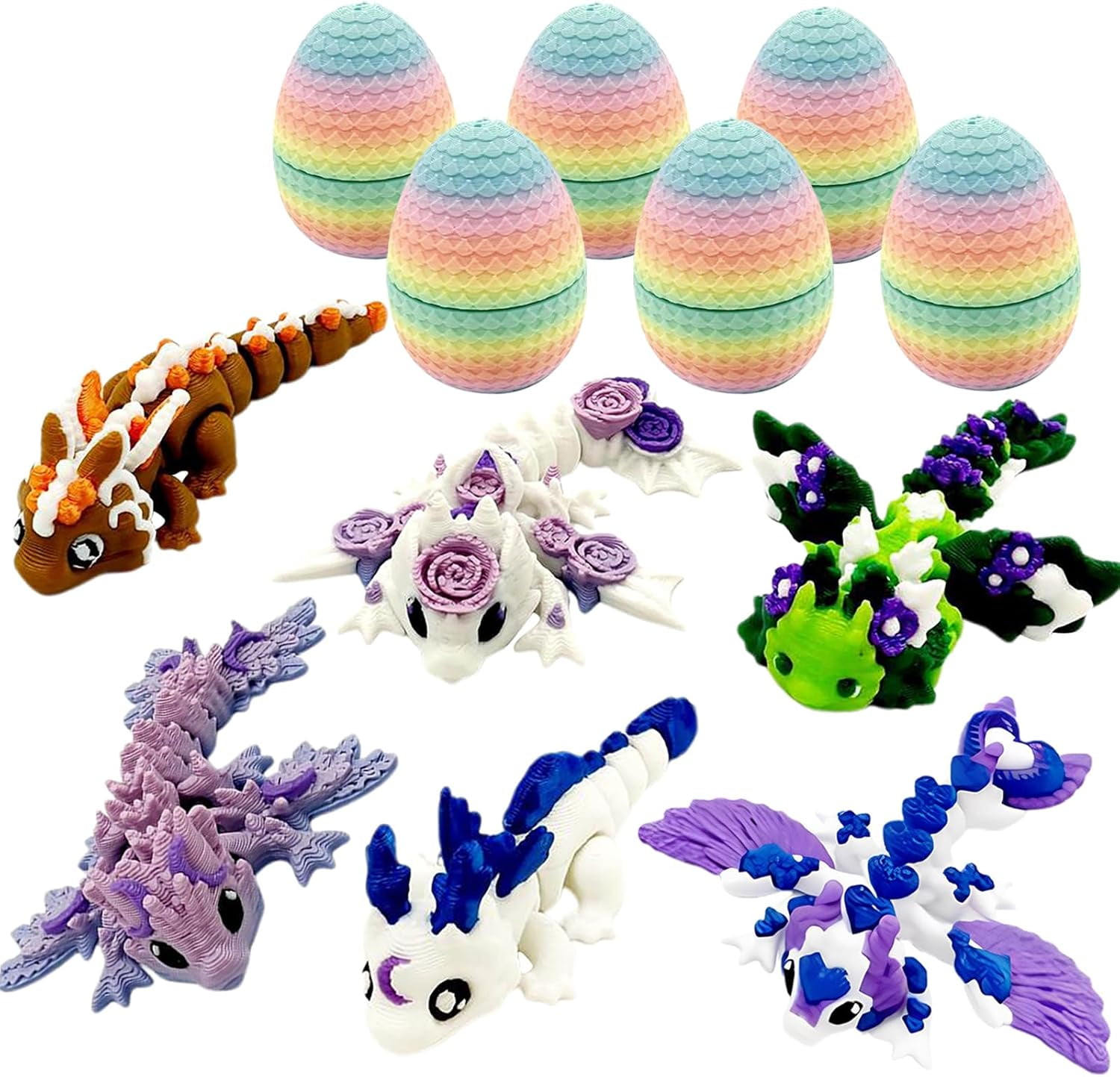 6-Pack Small Mystery Dragon Eggs, 3D Printed Dragon Eggs with Fully ...