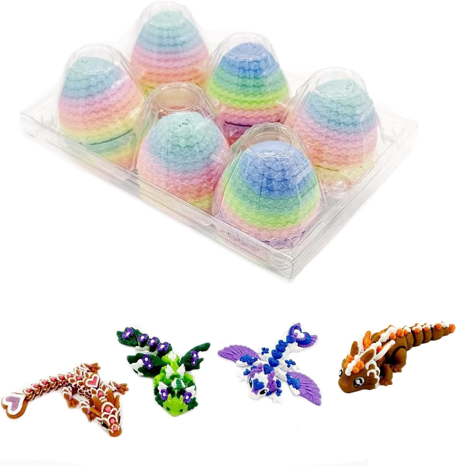 6 Pack Small Mystery Dragon Eggs, 3D Printed Dragon Eggs with Fully ...