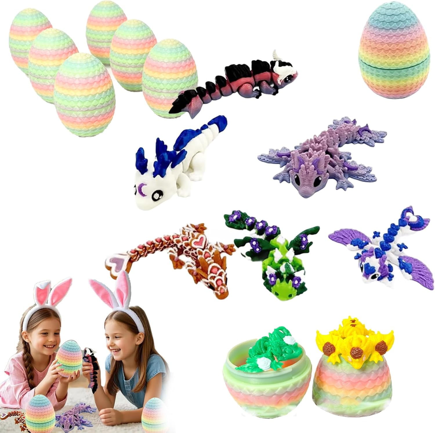 6-Pack Small Mystery Dragon Eggs, 3D Printed Dragons Easter Egg, Easter ...