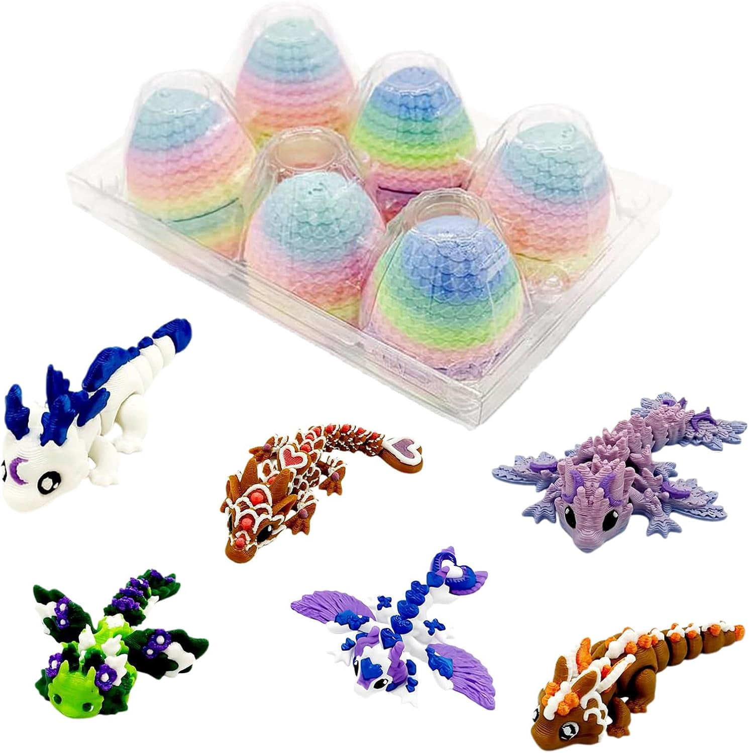6 Pack Small Mystery Dragon Eggs, 3D Printed Dragons Easter Egg, Easter ...