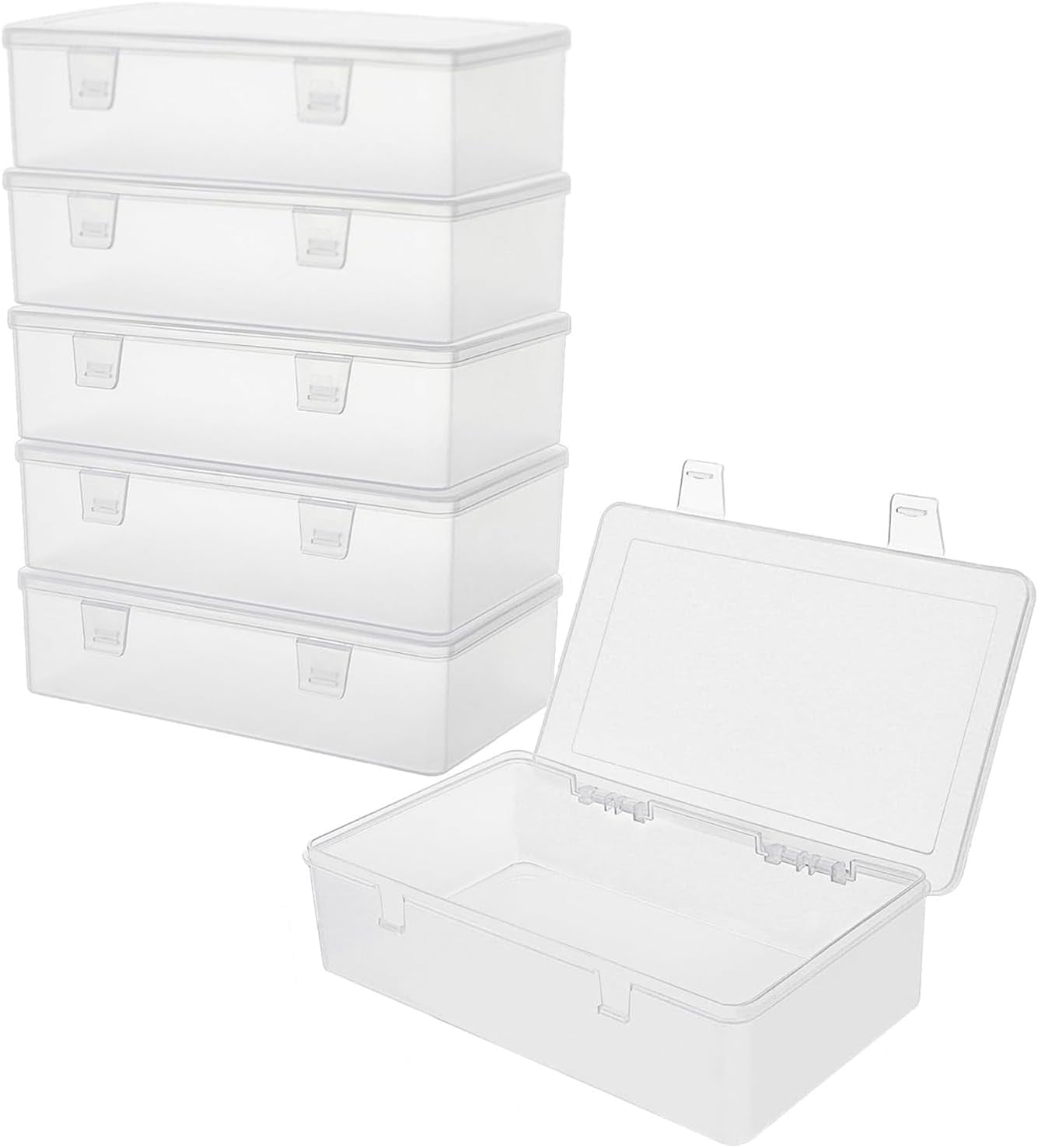 6 Pack Small Plastic Containers, Rectangular Pencil Crayon Box Storage ...