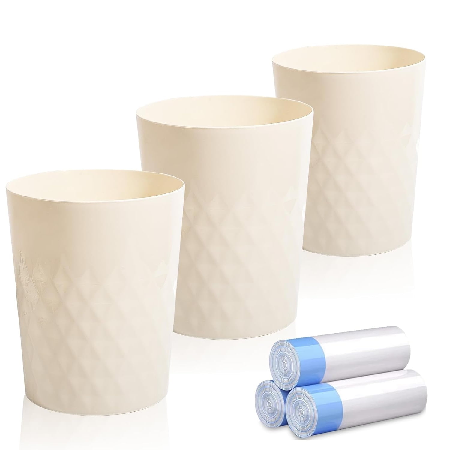 6 Pack Small Trash Cans with Trash Bags Bathroom Trash Can Round ...