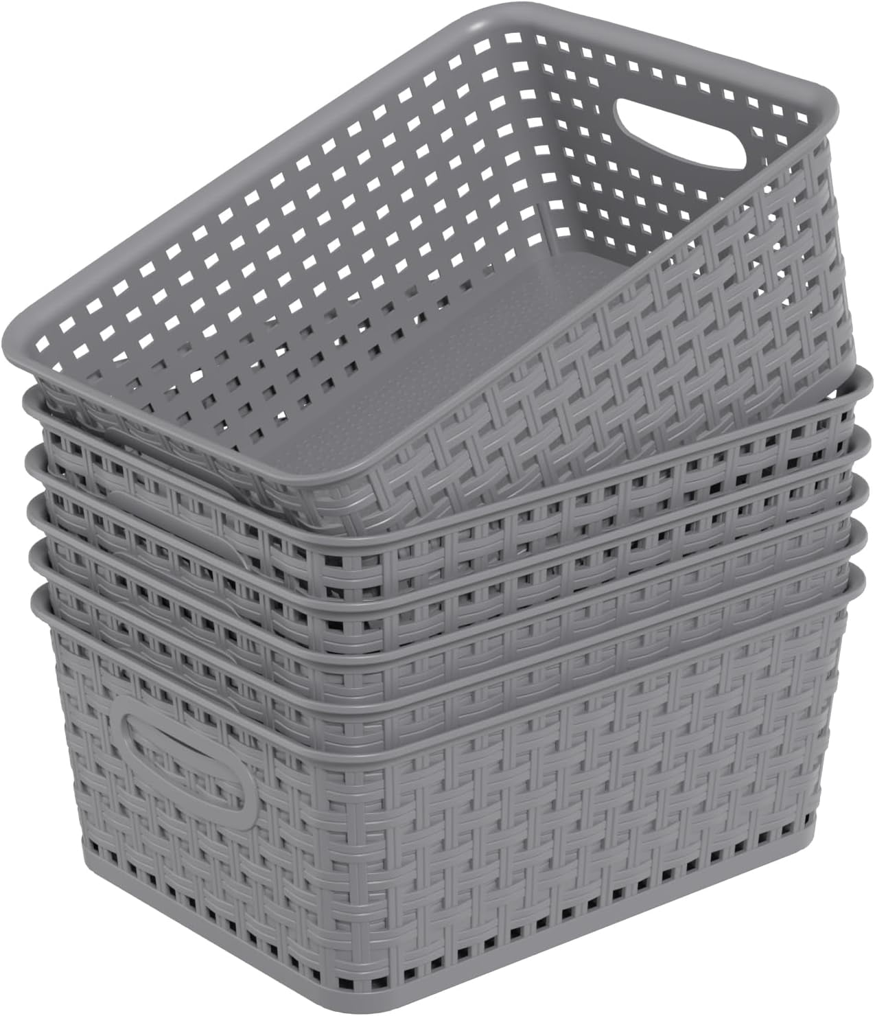 6 Pack Small Woven Plastic Storage Baskets, Plastic Baskets for Shelves ...