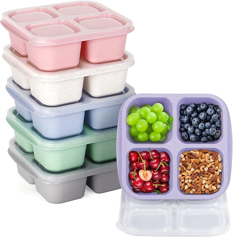 6 Pack Snack Containers,4 Compartments Lunchable Container Snack Boxes ...