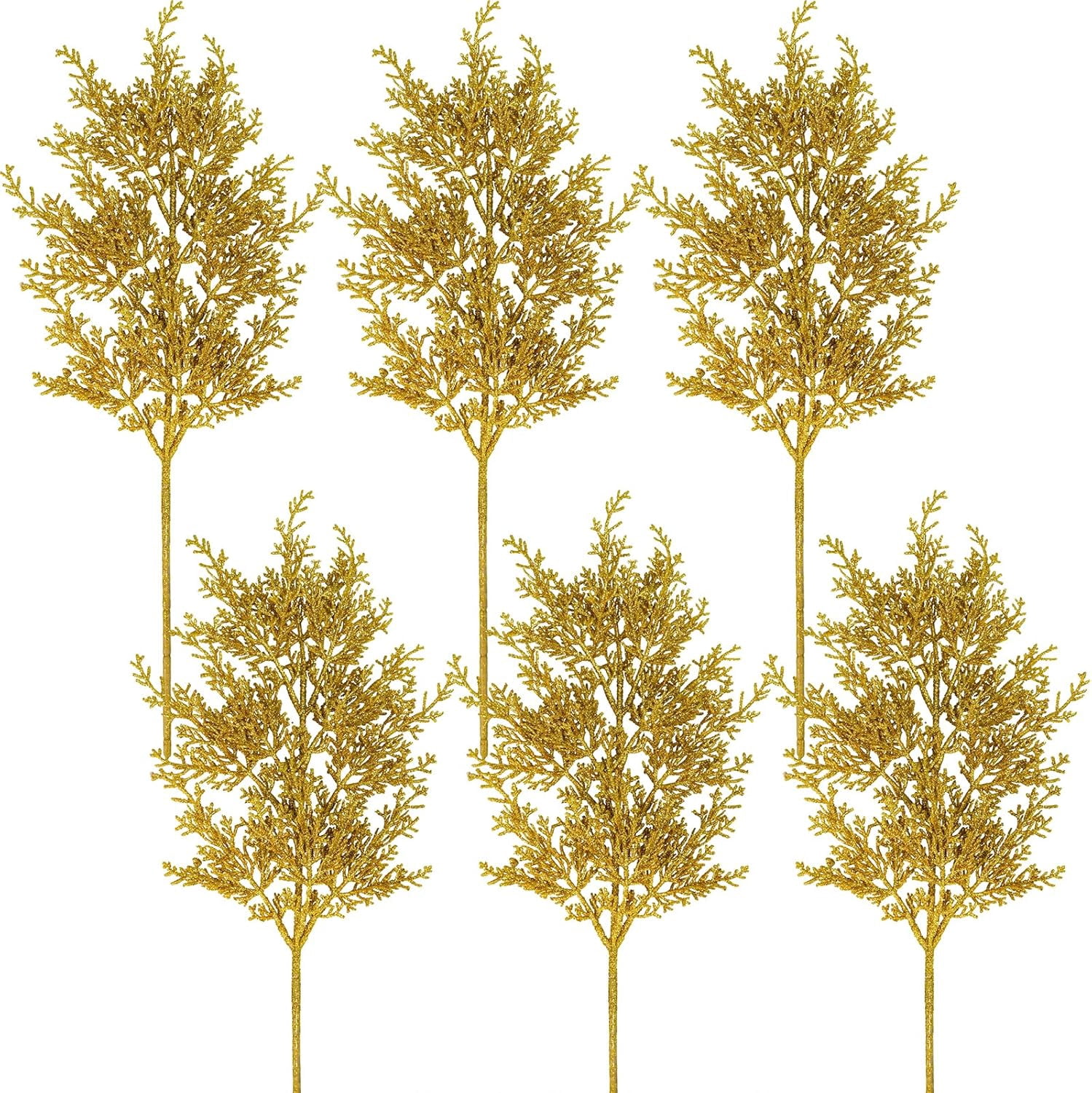 6 Pack Snowy Artificial Cedar Picks Stems Frosted Faux Cedar Spray ...