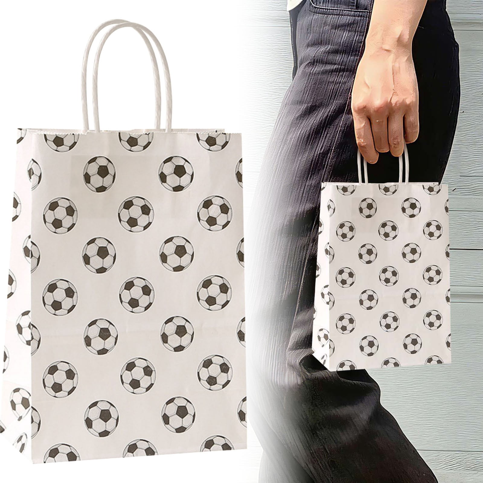 6-Pack Soccer Favor Bags with Handles, 8.3"x5.9" Heavy Duty Paper Treat ...