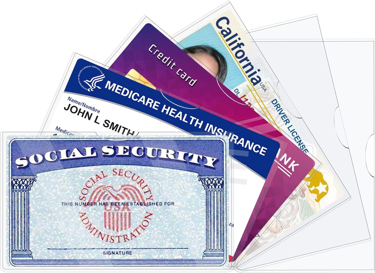 6 Pack Social Security Card Protector Sleeves/New Medicare Card ...
