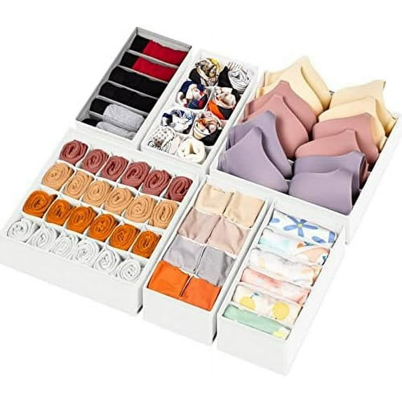 6 Pack Sock Underwear Drawer Organizer Dividers, 58 Cell Foldable ...